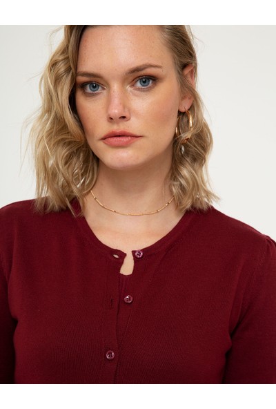 Pierre Cardin Kadın Bordo Triko Hırka 50210427-VR014