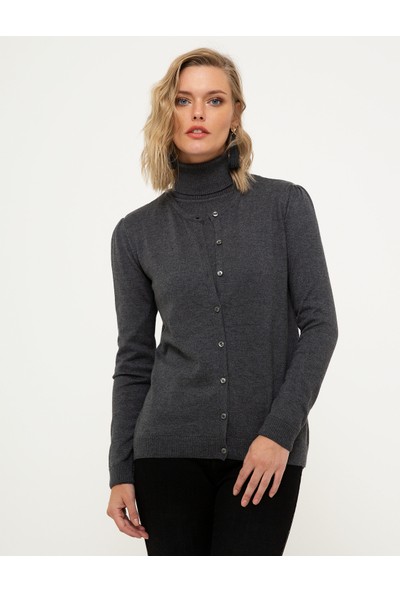 Pierre Cardin Kadın Gri Triko Hırka 50210427-VR024