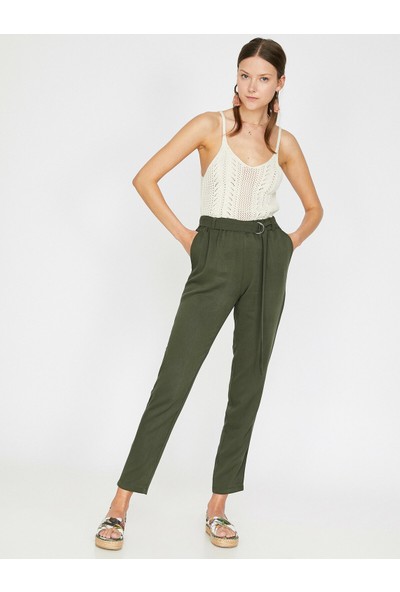 Koton Kadın Kemer Detaylı Havuç Kesim Pantolon