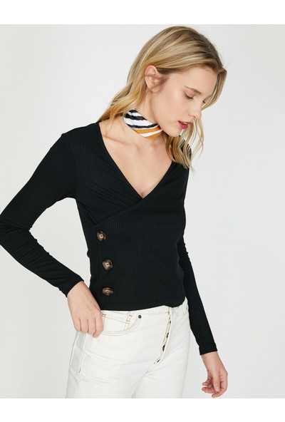 Koton Kadın Düğme Detayi Sweatshirt