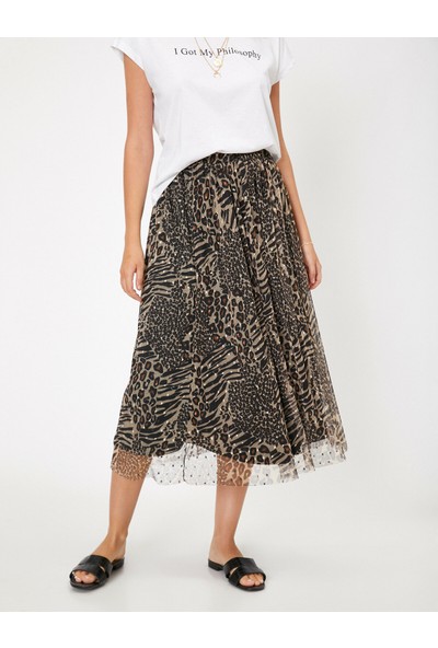 Koton Kadın Leopar Desenli Etek