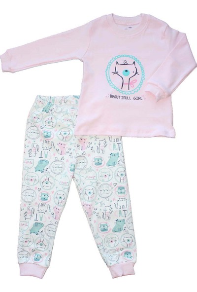 Biricik's Kuşlu Kedili 2li Kız Çocuk Pamuk Pijama Takım-Pembe Biricik's Kuşlu Kedili 2li Kız Çocuk Pamuk Pijama Takım-Pembe