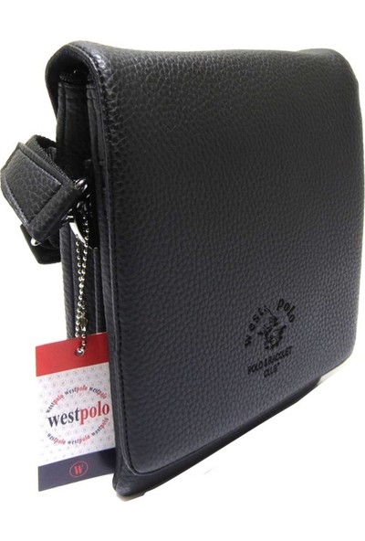 West Polo Erkek Omuz Ve El Çantası Siyah Orta Boy