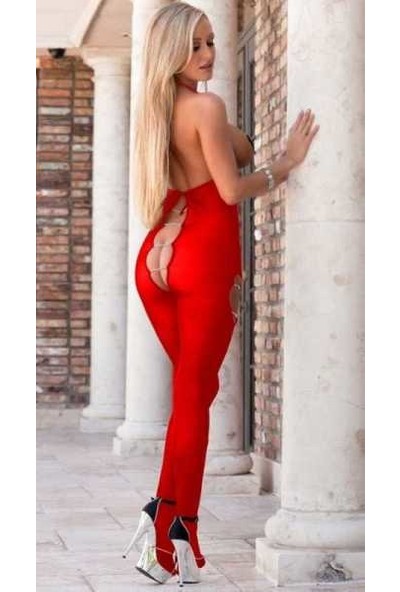 Merry See Fantazi Kırmızı Zincirli Vücut Çorabı