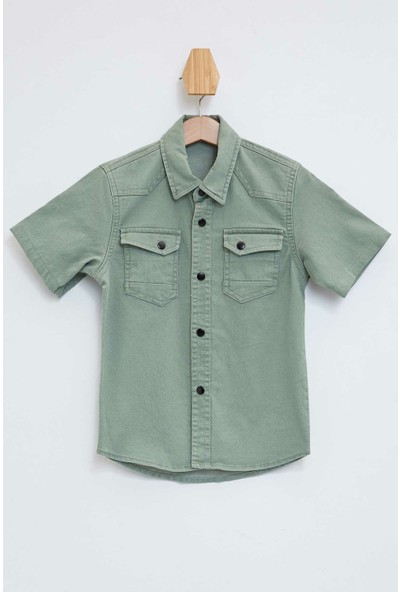 DeFacto Erkek Çocuk Regular Fit Cepli Kısa Kollu Jean Gömlek M3092A619AU