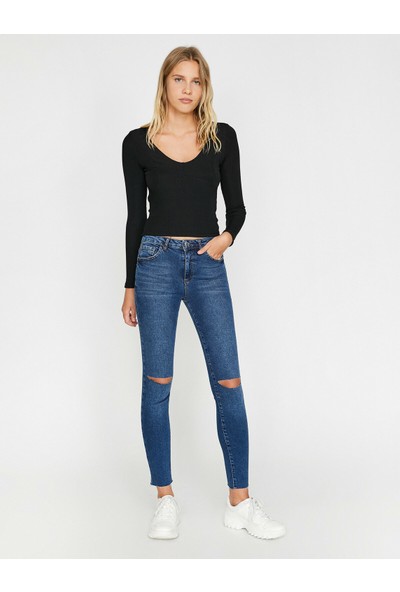 Koton Kadın Carmen Jean - Yüksek Bel Dar Kesim Dar Paça Pantol