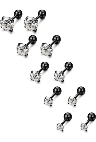 Chavin Siyah 5 Takım Taşlı Bayan Erkek Çelik Küpe Piercing EB60SY Chavin Siyah 5 Takım Taşlı Bayan Erkek Çelik Küpe Piercing EB60SY