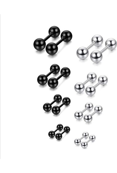 Chavin 8 Çift Kulak Çelik Bayan Erkek Siyah Küpe Piercing EB63 Chavin 8 Çift Kulak Çelik Bayan Erkek Siyah Küpe Piercing EB63