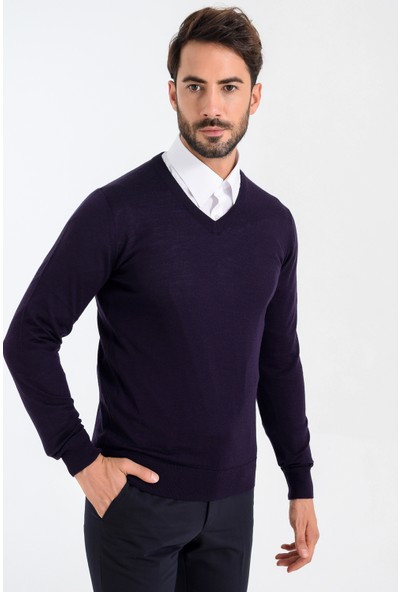 Heyss V Yaka Yünlü Erkek Triko Kazak