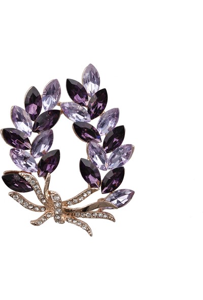 Lavisera Mor Lila Taşlı Şık Broş