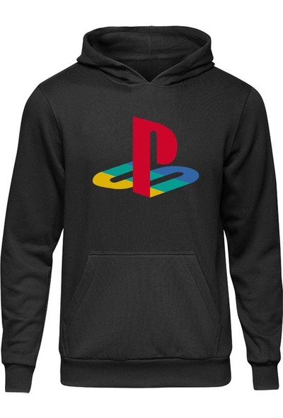 Fandomya Casual Playstation Old Logo Siyah Kapüşonlu Hoodie Fandomya Casual Playstation Old Logo Siyah Kapüşonlu Hoodie