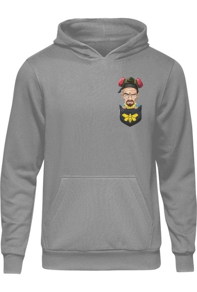 Fandomya Breaking Bad Pocket Gri Kapüşonlu Hoodie