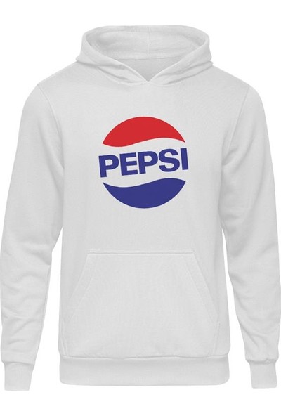 Casual Pepsi Beyaz Kapüşonlu Hoodie