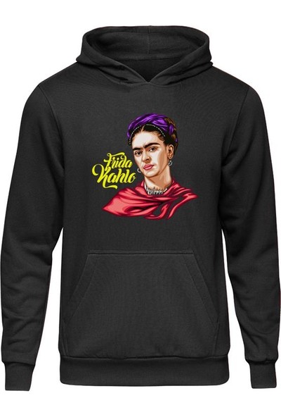 Casual Frida Kahlo Siyah Kapüşonlu Hoodie