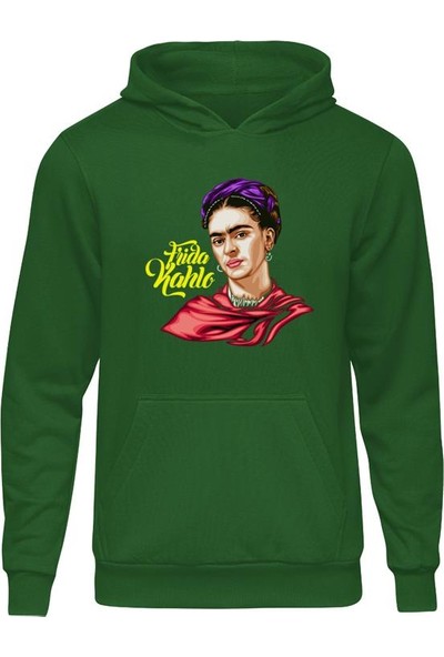 Casual Frida Kahlo Yeşil Kapüşonlu Hoodie Casual Frida Kahlo Yeşil Kapüşonlu Hoodie