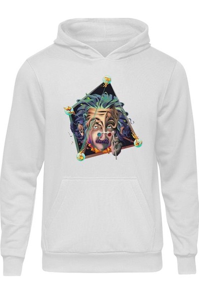 Fandomya Casual Einstein Beyaz Kapüşonlu Hoodie Fandomya Casual Einstein Beyaz Kapüşonlu Hoodie