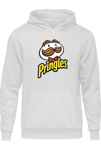 Fandomya Casual Pringles Logo Beyaz Kapüşonlu Hoodie Fandomya Casual Pringles Logo Beyaz Kapüşonlu Hoodie