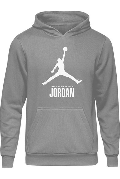 Casual Nba Jordan Gri Kapüşonlu Hoodie