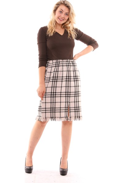 Sense Kadın 32178 Yırtmaçlı Ekose Etek