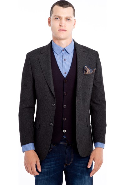 Kiğılı Desenli Klasik Ceket