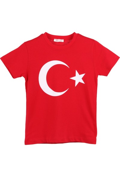 Eh Kız Çocuk T-Shirt - Türk Bayraklı Kırmızı 4-14 Yaş