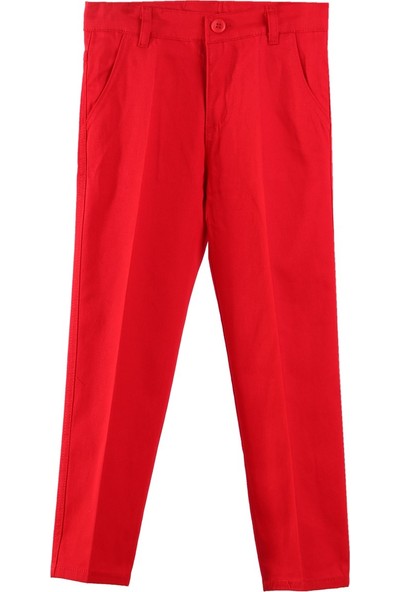 Eh Erkek Çocuk Keten Pantolon Kırmızı 6-16 Yaş