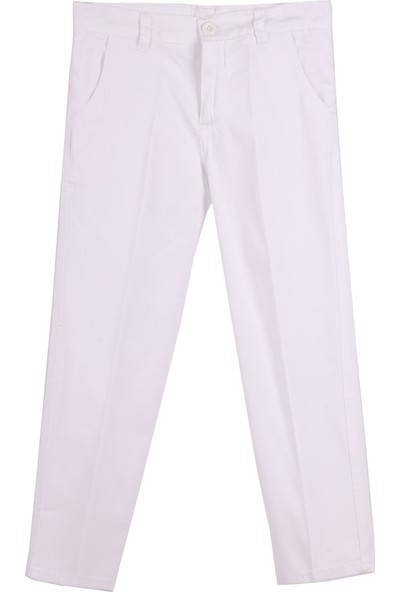 Eh Erkek Çocuk Keten Pantolon Beyaz 6-16 Yaş