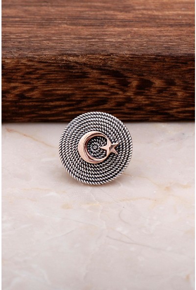 Sümer Telkari İşlemeli Sarma Gümüş Ay Yıldız Rozet 20 Sümer Telkari İşlemeli Sarma Gümüş Ay Yıldız Rozet 20