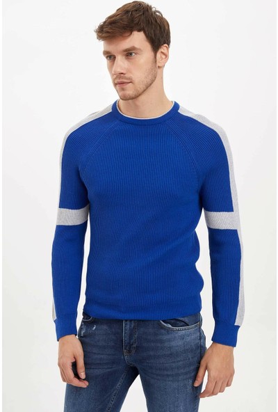 DeFacto Slim Fit Renk Bloklu Kazak M9282AZ19WN