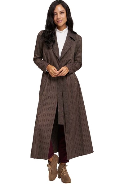 Mizalle Kadın Çizgili Trençkot