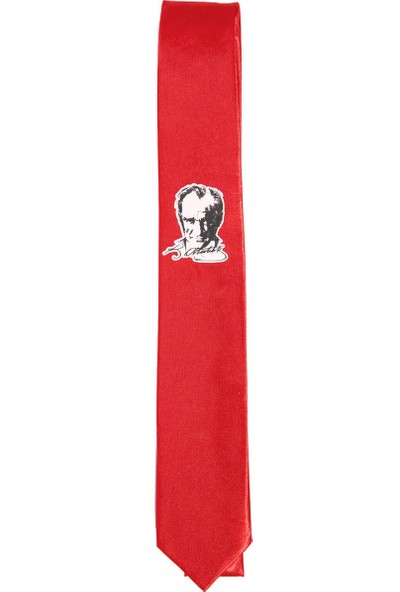 Breeze Erkek Çocuk Atatürk Baskılı Kravat Kırmızı