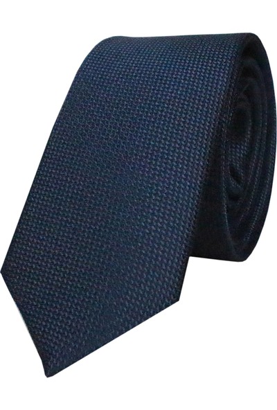 Varetta Dar Kesim Kuşgözü Desen Lacivert Kravat