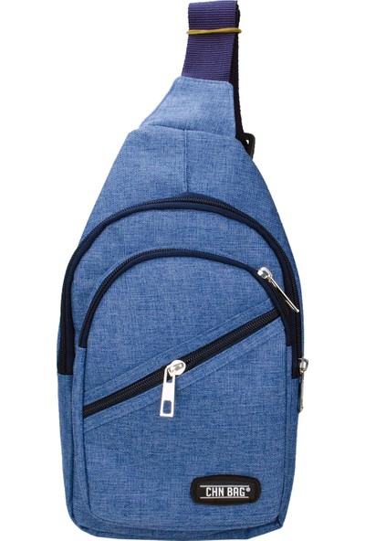 Cihan Erkek Çapraz Çanta Keten Kumaş Mavi