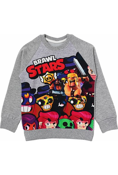 DobaKids Brawl Stars Erkek Çocuk Sweatshirt Gri