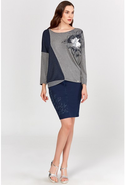 Guitar Kadın 19769 Lacivert Kot Etek