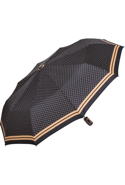 Snotline Kadın Şemsiye Mini Sarı Puantiyeli Siyah 225L