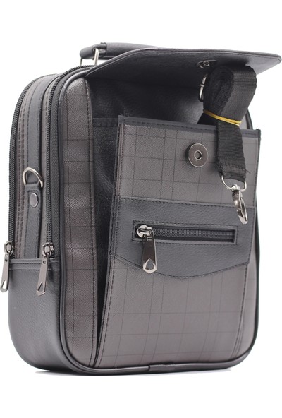 Karalı Kasalı Uzun Askılı Erkek El Omuz Çantası