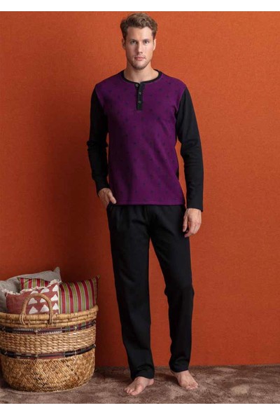 Eros Ese24192 O Yaka Önden Düğmeli Erkek Pijama Takımı