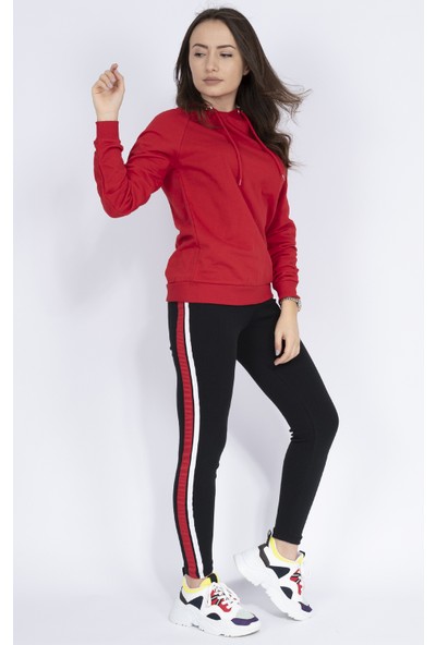 Sam Toni Şeritli Kadın Tayt Kırmızı