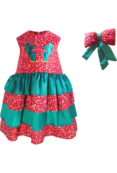 Shecco Babba Kız Çocuk Noel Elbise Toka Takım Yılbaşı Özel