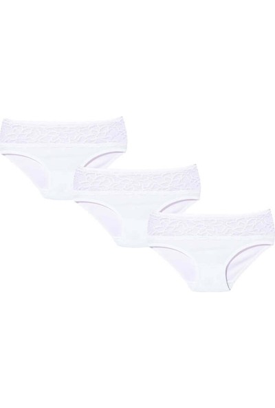 Donella 3'lü Beyaz Dantelli Kız Çocuk Külot - 417143 Donella 3'lü Beyaz Dantelli Kız Çocuk Külot - 417143