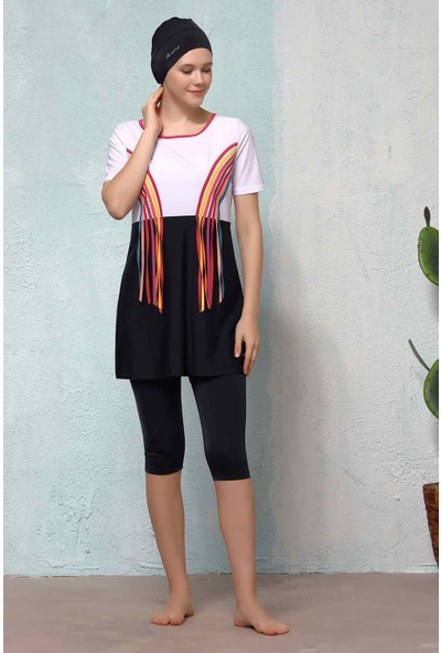 Haşema Renkli Püskül Detaylı Kadın Havuz Mayo Haşema Renkli Püskül Detaylı Kadın Havuz Mayo