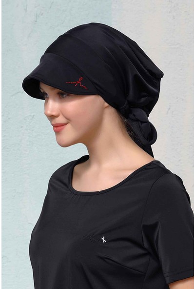 Siyah İmzalı Vizör Deniz Bonesi