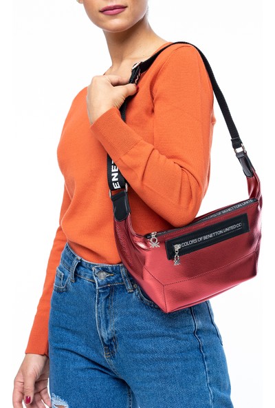 Benetton Kadın Vücut Çantası Bordo-Siyah Bnt134