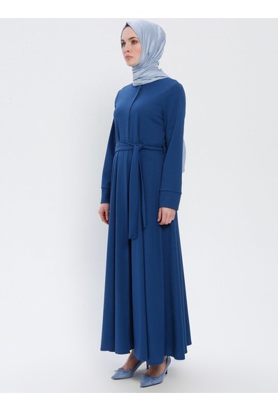 Miss Cazibe Gizli Fermuarlı Ferace İndigo