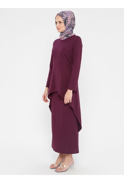 Topless Kalem Etek Tunik İkili Takım Mor