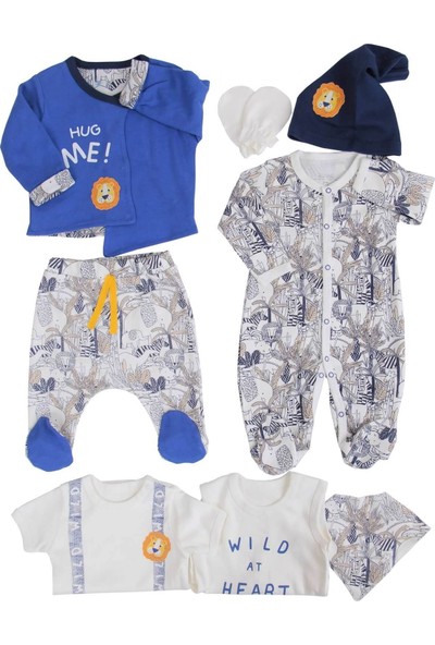 Aslanlı Orman Hayvanları Erkek Bebek 8 Li Hastane Çıkışı