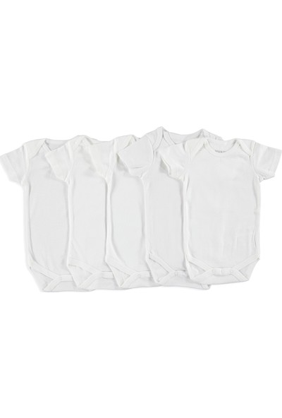 HelloBaby Bebek Kısa Kol Body Beyaz Yenidoğan (5'li Paket)