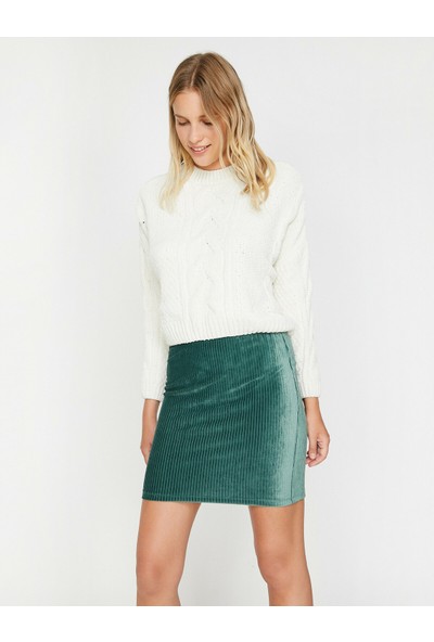 Koton Fitilli Kadife Mini Etek