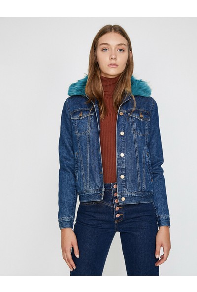 Koton Kadın Yakası Suni Kürklü Jean Mont Koton Kadın Yakası Suni Kürklü Jean Mont